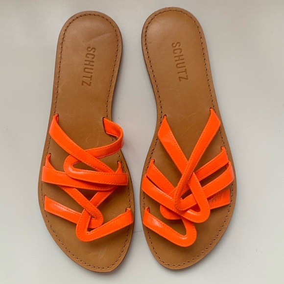 SCHUTZ | Shoes | Schutz Neon Orange Slides | Poshmark